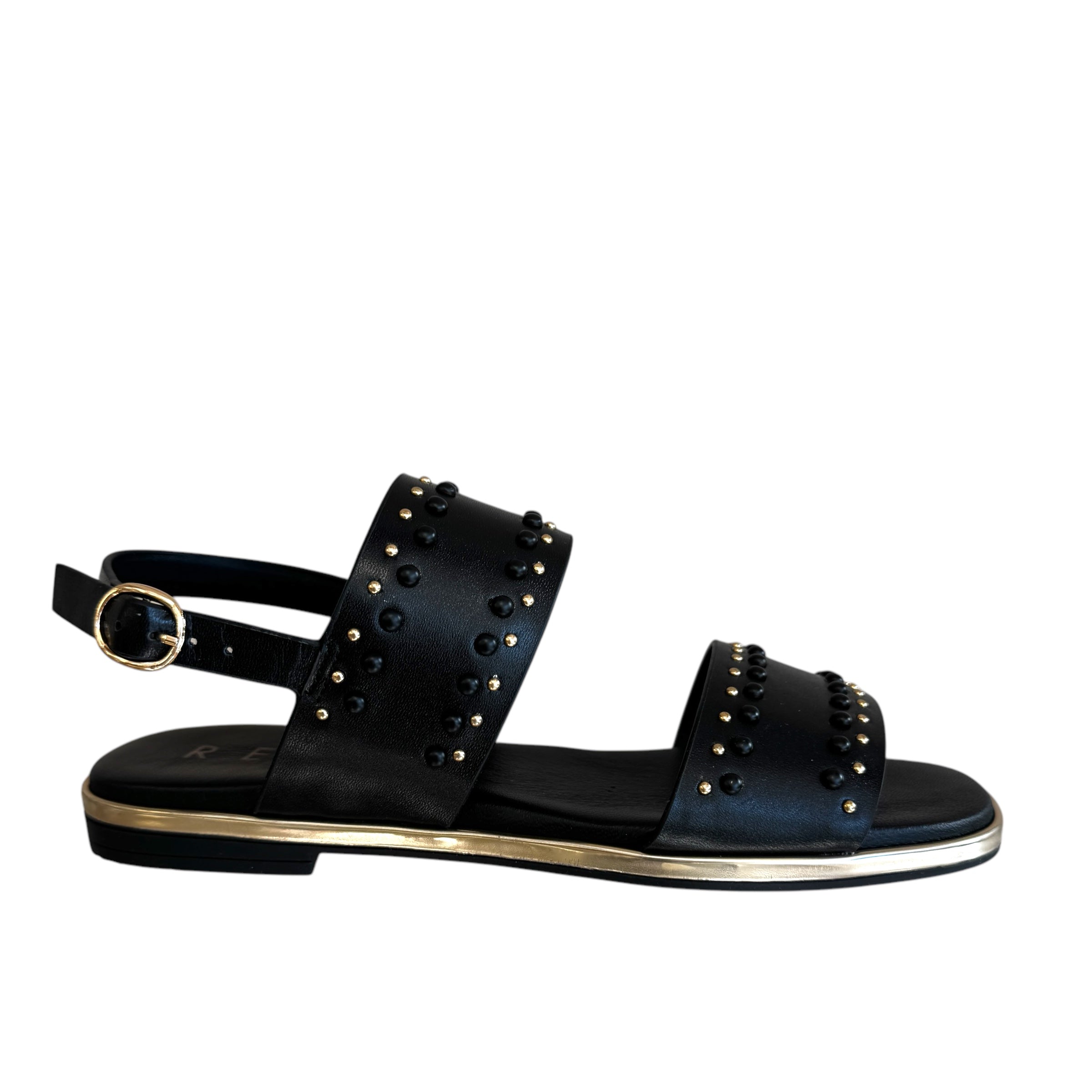 Repo Black Flat Sandal – Lusana Shoe Boutique